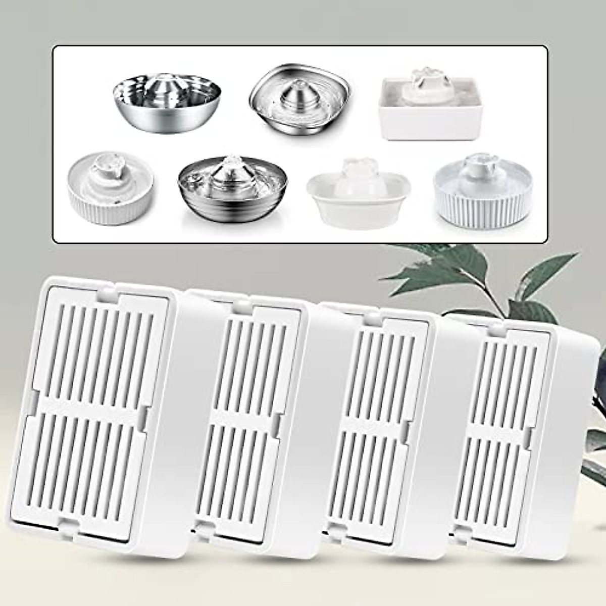 Cat Water Fountain Filters, Petilog 8 Carbon Filters& 2 Foams Filters with Holders, Pet Water Fountain Filters