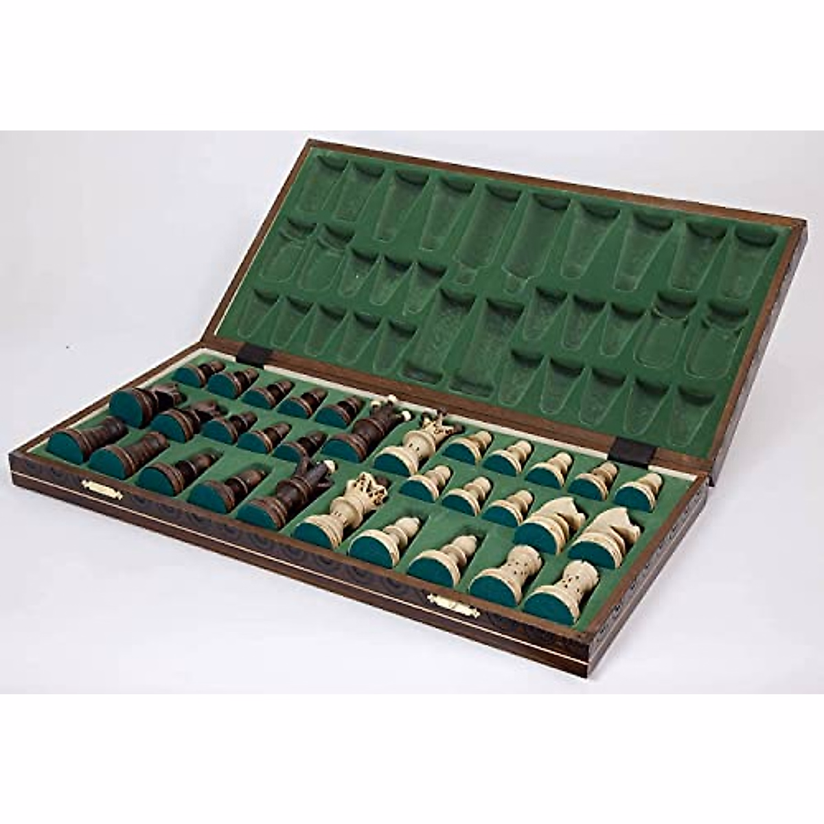 Handmade European Wooden Chess Set with 21 Inch Board and Hand Carved Chess Pieces