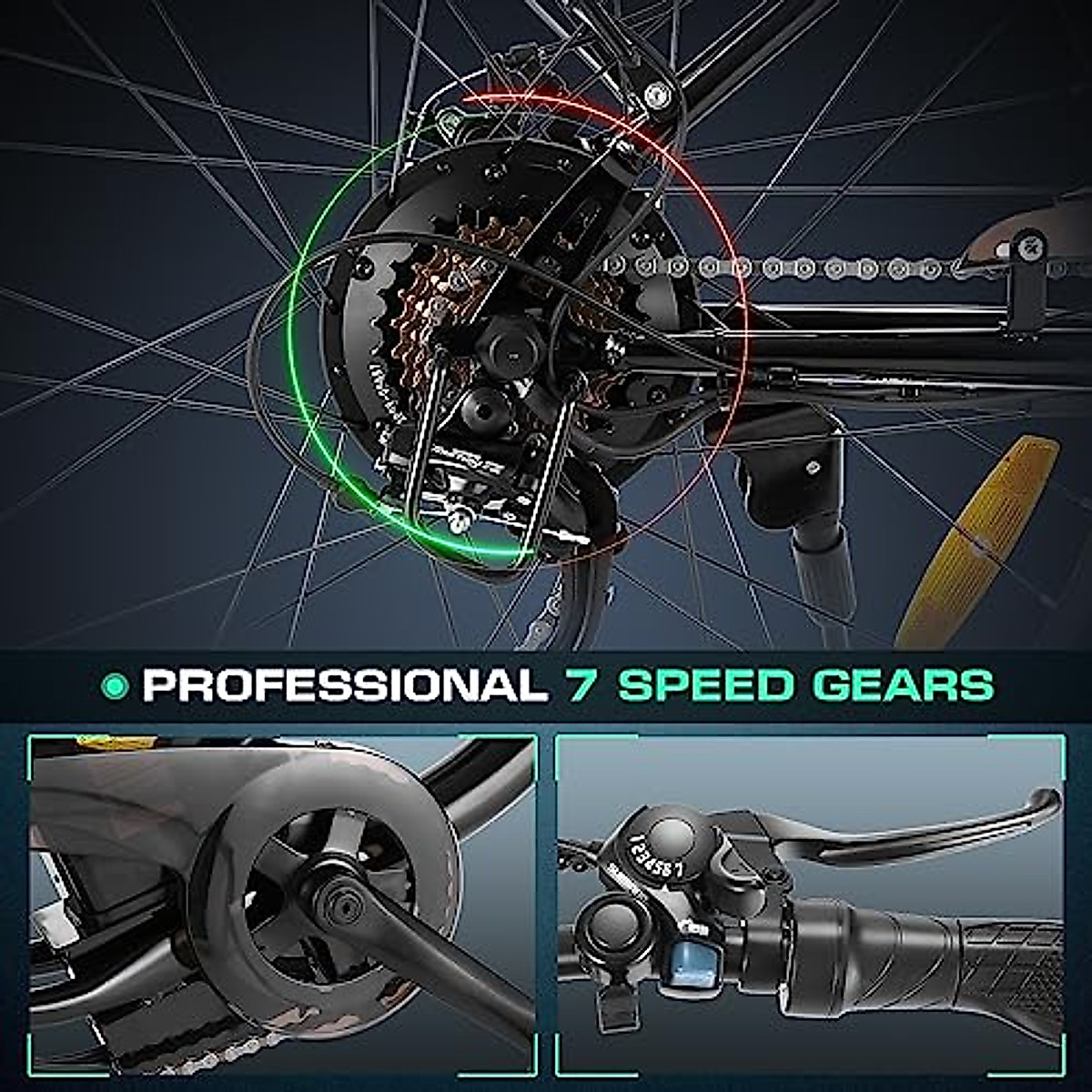 Vivi Electric Bike for Adults, 26" Electric Cruiser Bike 500W Motor with 48V Removable Battery, Step Thru Electric Bicycle with Cruise Control, 7-Speed, City Commuter Ebike for Women Men