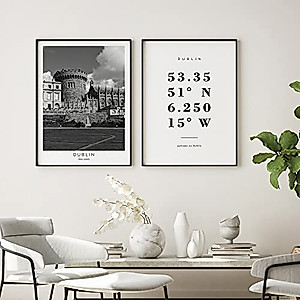 Dear Mapper Dublin Ireland View Abstract Road Modern Map Art Minimalist Painting Black and White Canvas Line Art Print Poster Art Print Poster Home Decor (Set of 3 Unframed) (16x24inch)
