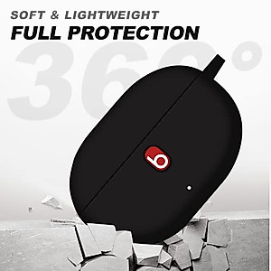 MOLOVA Silicone Case Cover for 2021 New Beats Studio Buds,Comes with Cleaning Pen, Anti-Lost Shockproof Protective Case Cover for Beats Studio Bud Easy Carrying Replacement Case with Carabiner（Black）