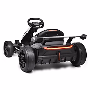 Blitzshark 24V Kids Go Kart 300W Powerful Drift Kart Electric Pedal Kart Outdoor Race Toy, with 2X150W Strong Motor, 7AH Big Battery, Drift/Sports Mode, EVA Tire, Brake Pedal, Length Adjustment, Grey