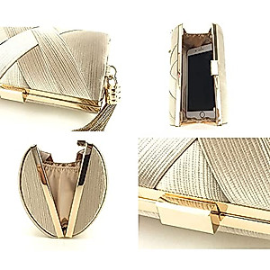Women's Elegant Satin Fashion Tassel Evening Bag Clutch Purse for Bride Wedding Prom Night Out Party (Gold)