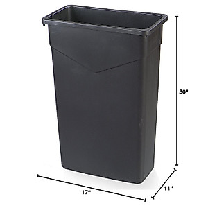 Carlisle FoodService Products 34202303 TrimLine Rectangle Waste Container Trash Can Only, 23 Gallon, Black
