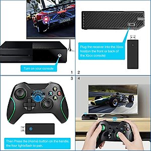 Wireless Controller for Xbox One,2.4GHZ Gamepad Controller Compatible with Xbox One/One S/One X/One Series X/S/Elite/PC Windows 7/8/10,with Built-in Dual Vibration