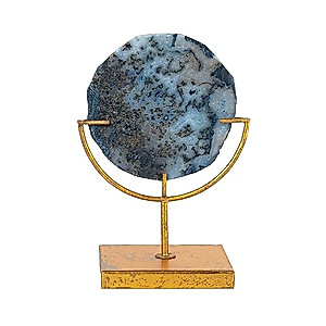 Decorative Agate Stone Slice on Metal Stand