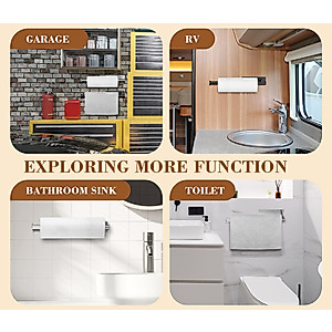 Paper Towel Holder Under Cabinet, Sliver Drilling or Self Adhesive Paper Towel Holder, Paper Towel Roll Rack, SUS304 Stainless Steel Under Counter Paper Towel Holder for Kitchen, Pantry, Bathroom