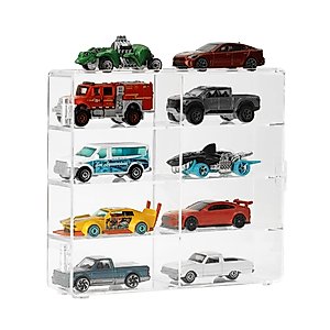 KISLANE Acrylic Display Case Compatible with Toy Cars, Matchbox Cars, 8 Slots Display Case for Toy Cars, Matchbox Cars (Small-8 Slots)
