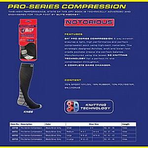 Elite Notorious Pro Series Compression Socks, Black - Small