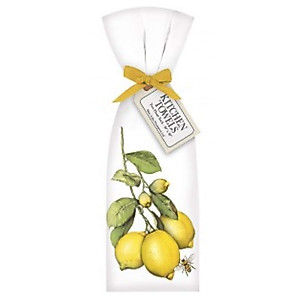 Mary Lake Thompson T11931 2 Lemon Branch Ribbon Tied Flour Sack Towels, 30 Inches Square, Screened Design 4.5 Inches x 7.75 Inches Lower Center, Black
