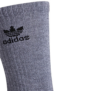 adidas Originals Trefoil Crew Socks (6-Pair), Heather Grey/Black/White, Large
