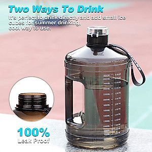 SLUXKE 1 Gallon Water Bottle Portable Water Jug Fitness Sports Daily Water Bottle with Motivational Time Marker,Leak-Proof, Wide Mouth, BPA Free Water Bottles for Sports Gym Fitness Work