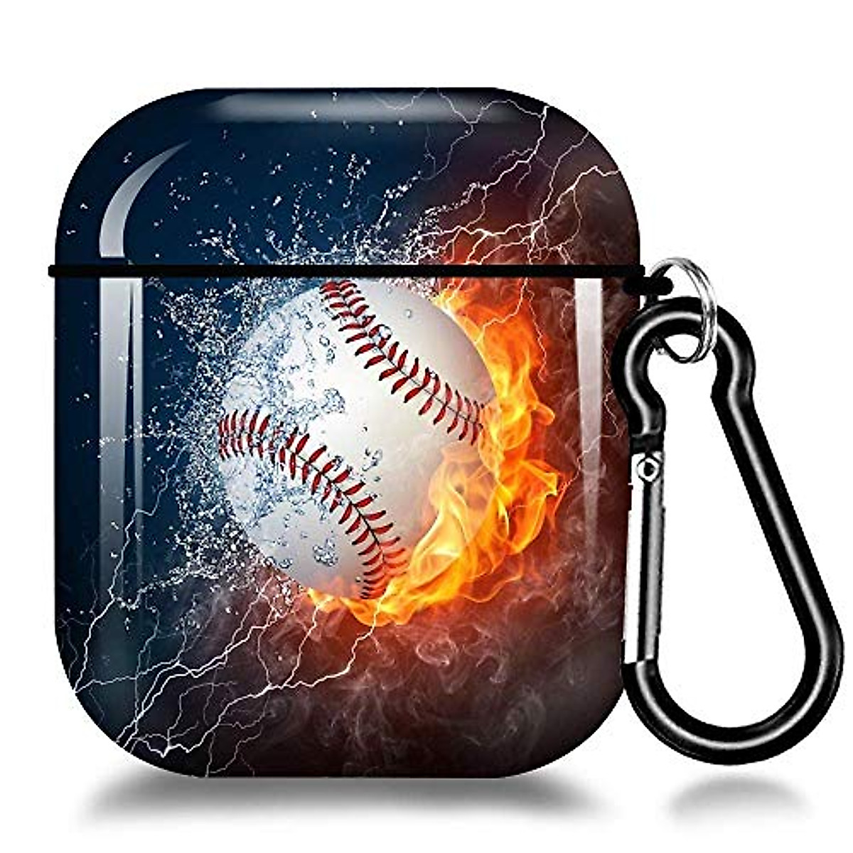 Black AirPods Case Cover,Soft AirPods Case 2&1 Shockproof Silicone Waterproof Protective AirPods Skin Protective Case for Airpods 1st/2nd Charging Case for iPhone 11/12/XR/7/7P (Baseball)