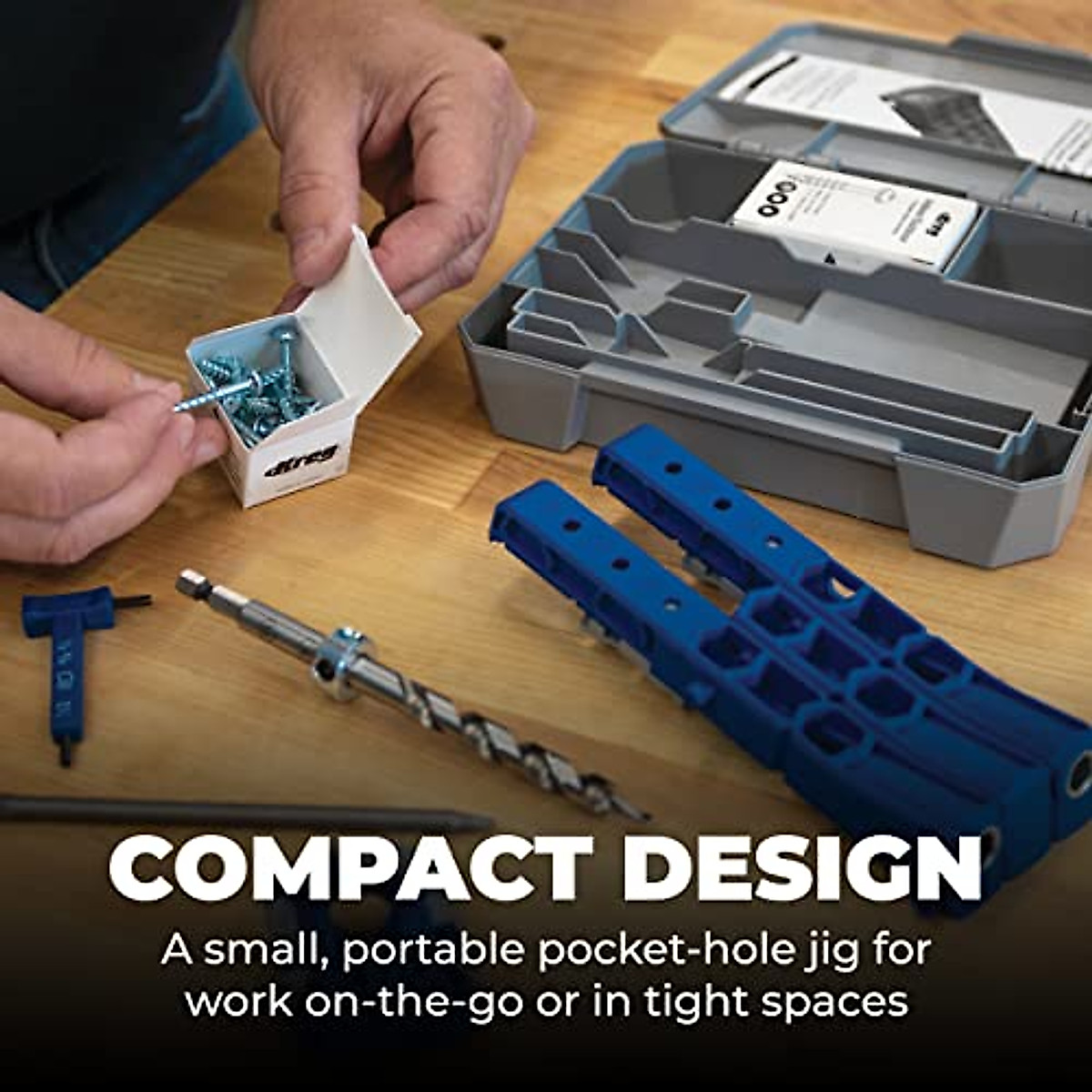 Kreg Pocket-Hole Jig 320 with Classic 2" Face Clamp - Durable Kreg Pocket-Hole Jig - Includes Wood Clamps for Woodworking - Jig for Tight Spaces - For Materials 1/2" to 1 1/2" Thick