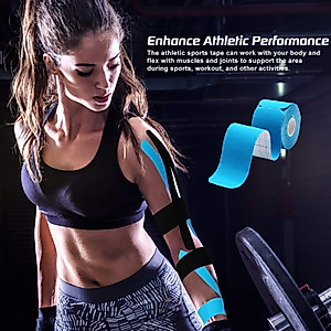 Kinesiology Tape Precut 3 Rolls-Athletic Sports Tape for Muscle & Joints-Physical Therapy Tape for Knee,Ankle,Shoulder,Plantar Fasciitis- Latex Free and Water Resistant-60 Strips, Blue