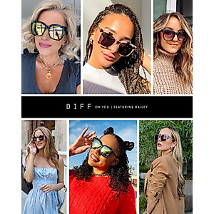 DIFF Hailey oversized lightweight square sunglasses for women UV400 protection, Black Brown Tortoise + Brown Gradient