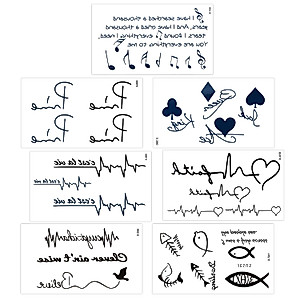 Konsait Temporary Tattoos for Adult Men Women Kids(30 Sheets), Waterproof Temporary Tattoo Fake Tattoos Body Art Sticker Hand Neck Wrist Cover Up Set