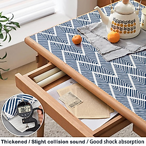 Cohoo Home Drawer and Shelf Liners for Kitchen Cabinet Non Adhesive, Non Slip Cabinet Liners for Shelves, Shelf Paper Cupboard Strong Grip Bathroom Waterproof Washable Thick Blue Stripes 12in ×11.8FT