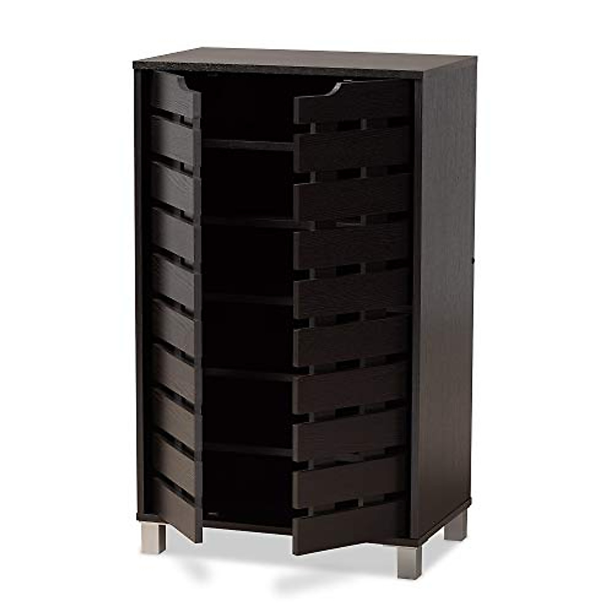 Baxton Studio Ernest Shoe Cabinets, Dark Brown/Grey