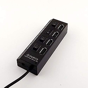 Lysee Data Cables - 1x USB 2.0 Hub 4-Port Speed Adapter for PC Laptop with Individual Power Switch White/Black - (Color: Black)