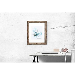 KAIWIN 100% Solid Wood Brown 11x14 Picture Frame 2 Pack Display Picture 8x10 with Mat, HD Glass Inside, Rustic Wooden Photo Frames for Wall Mounting