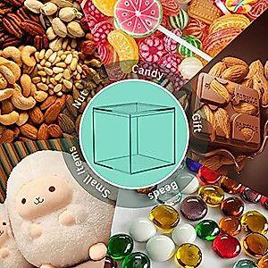 Hewomate Acrylic Boxes for Display, 3.3x3.3x3.3 Inches 4 Pack Clear Plastic Acrylic Favor Boxes, Small Acrylic Box with Lid, Square Cube Storage Containers for Candy Jewelry Pill and Tiny Item