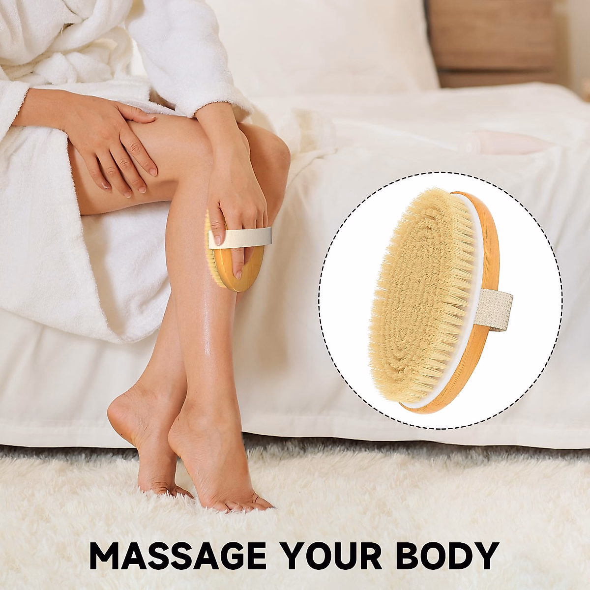 Metene Dry Brushing Body Brush, Exfoliating Body Scrubbers, Natural Bristles for Dry Skin, Improve Circulation, Stop Ingrown Hairs, Reduce Acne and Cellulite