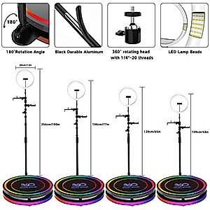 360 Photo Booth Machine 100cm for Parties with Extendable Ring Light Selfie Holder Accessories, 5 People Stand on, Automatic Spin 360 Video Camera Booth Platform Spinner, 39.4” with Flight Case