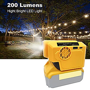 200W Portable Power Dew 20V Lithium Battery, DC 20V to AC 110V Portable Power Station Power Inverter with AC Outlet USB-C PD3.0 for Dew Phone Charger and LED Light (Battery Not Included)
