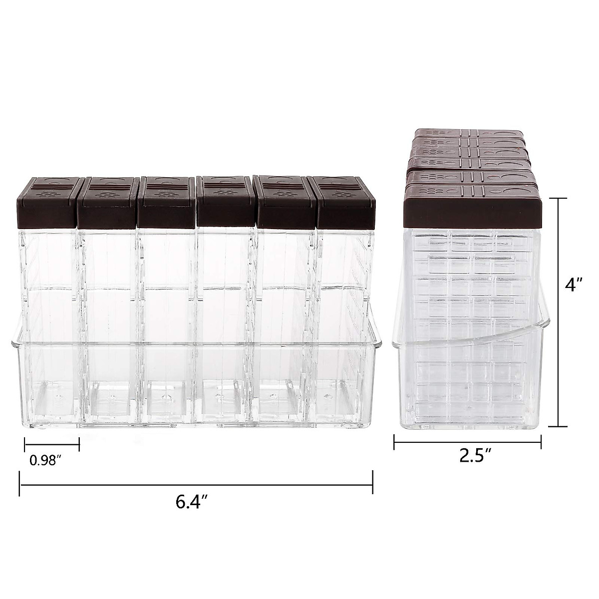 TOPZEA 12Pcs Spice Shaker Jars, Travel Seasoning Box with 2-in-1 Lids Empty Condiment Set Plastic Seasoning Storage Container Dispenser for Spice, Salt and Pepper, Clear