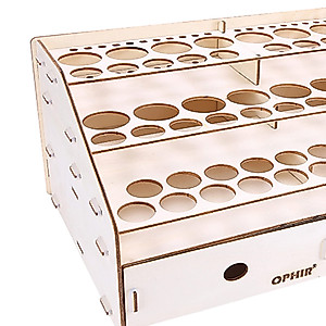 DNYSYSJ 80 Holes Paint Rack Stand Pigment Ink Bottle Paints Tool Storage with Cabinet Holder Organizer for 58 Bottles & 22 Small Paint Brushes or Droppers