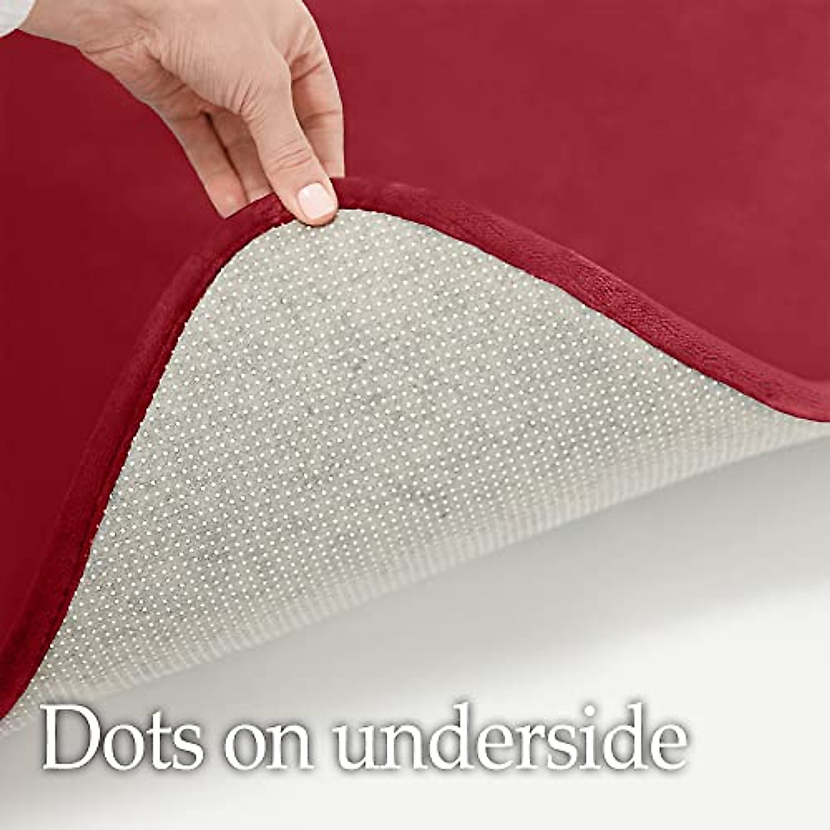 lalaLOOM Thick Memory Foam Bath Rugs, Soft Velvet is Absorbent, Bathroom Mats, Durable Dots on Underside, Machine Washable Bathmat, Carpet Rug, Plush Room Décor for Shower Floor, 24x17, Wine