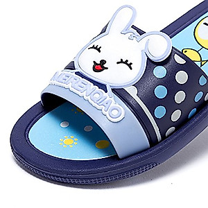 IUU Cute Little Kids Bath Slippers Non-Slip Slippers EVA House Slippers Beach Flip-Flops (Blue,Pink) (7M/18cm US Toddler, Blue)