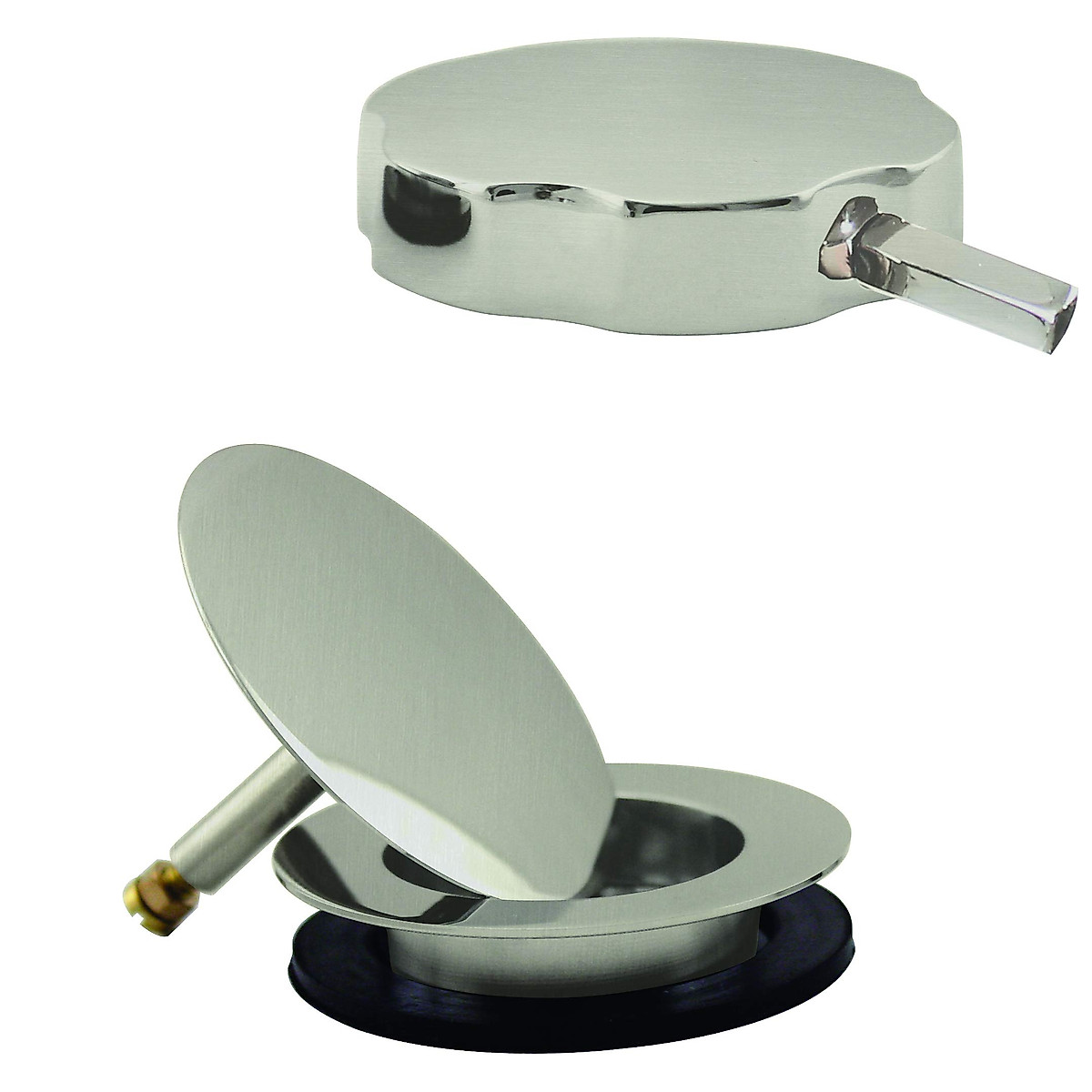 Westbrass D50TP-07 Lever Assisted Replacement Trim for Cable Drive Bath Drain Waste & Overflow Assemblies, Satin Nickel