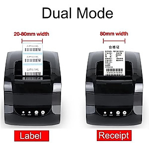 Thermal Label Maker, BT Thermal Shipping Label Printer, 80mm POS Receipt Printer with Auto Label Detection, Printing Width:76mm and Resolution 203DPI, for Home, Office & Small Business