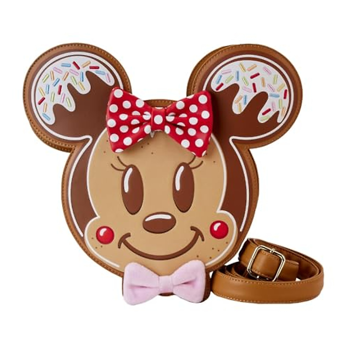 Loungefly x Disney Mickey and Minnie Gingerbread Cookie Figural Crossbody Bag -Disney Lover Disneybound Christmas Holiday