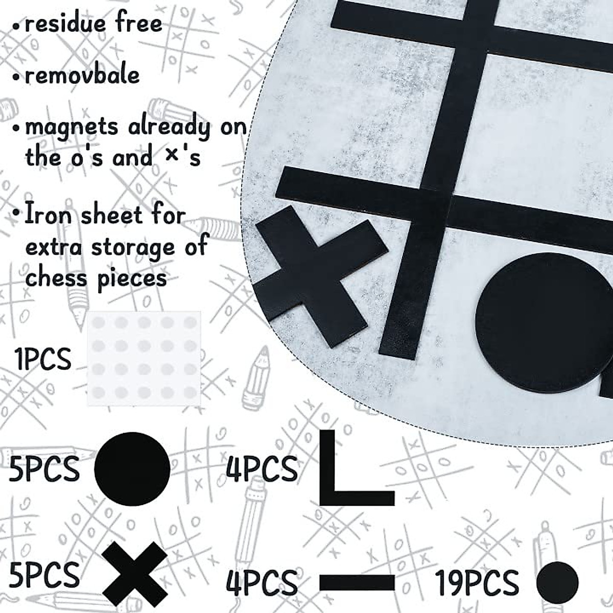 Wood Magnetic Tic Tac Toe Wall-Mount Game Fun Tic Tac Toe for Kids and Adults, Wood Board Travel Game Bedroom Playroom Wall Decals Modern Wall Art