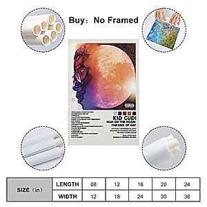 QIAOZ Kid Cudi Poster Man On The Moon Poster Album Cover Poster for Room Aesthetic Canvas Art Wall Art Picture Print Modern Family Bedroom Decor Posters 12x18inch(30x45cm)