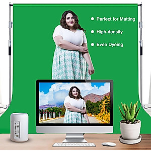 Heysliy Green Screen Kit 6.5 X 5ft, Portable 5 X 6.5 ft Green Screen Backdrop with Stand, Green Screen Stand with Small Greenscreen for Gaming Streaming