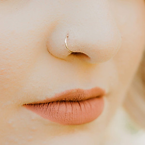 22g 7mm 14k Solid Gold Snug Fitting Nose Ring Hoop 22 Gauge Piercing Jewelry