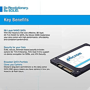 Micron 5300 PRO 1.92 TB Solid State Drive - 2.5" Internal - SATA - Read Intensive - Server, Storage System Supported - 5256 TB TBW - 540 MB/s Maximum Read Transfer Rate - 256-bit Encryption Standard