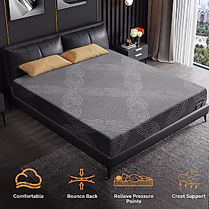 Queen Mattress Medium Firm,10 Inch Memory Foam Mattress in a Box,Cooling Gel Foam&Pressure Relief,Made in USA,CertiPUR-US Certified,Queen Size Bed,80" X 60" X 10" (10 Inch Queen (U.S. Standard))