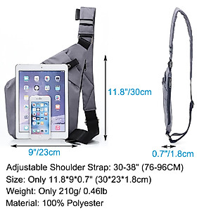 Strangefly Chest Sling Bag Anti-Theft Side Crossbody Backpack Casual Shoulder Daypack Lightweight Polyester Purse Pocket Bag for Men Women (Gray)