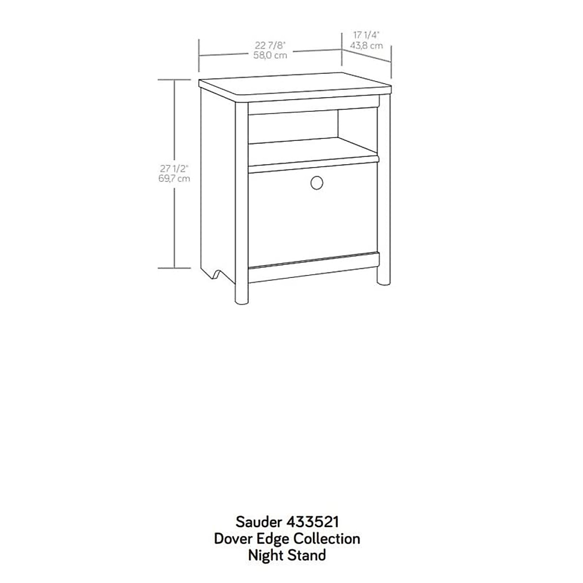 Sauder Dover Edge Engineered Wood Night Stand in Timber Oak Finish