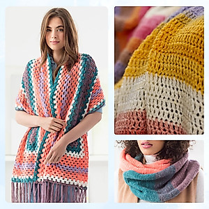 Lion Brand Mandala Centaur 525-214 (6-Skeins - Same Dye Lot) DK Light Worsted #3 Acrylic Yarn for Crocheting and Knitting - Bundle with 1 Artsiga Crafts Project Bag