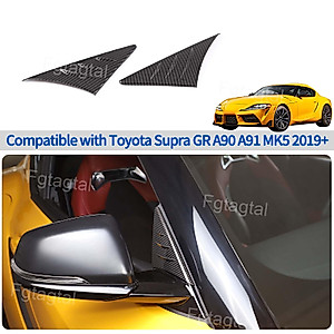 Fit for Toyota Supra GR A90 A91 MK5 2019-2024 ABS Rearview Mirror Side Spoiler Trim Cover Stickers, Channel The Car Air, Reduce The Wind Noise Inside The Car, 2PCS(Carbon Fiber Pattern Black)