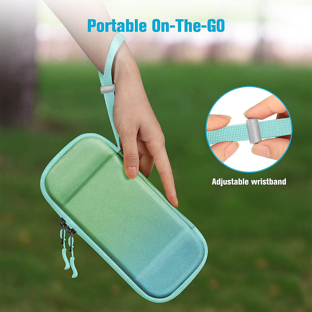 Fintie Slim Carrying Case for Nintendo Switch Lite 2019, Shockproof Protective Portable Carrying Cases, [Slim Fit] Travel Storage Hard Shell w/8 Game Cartridges & Adjustable Hand Strap, Seaside Ombre