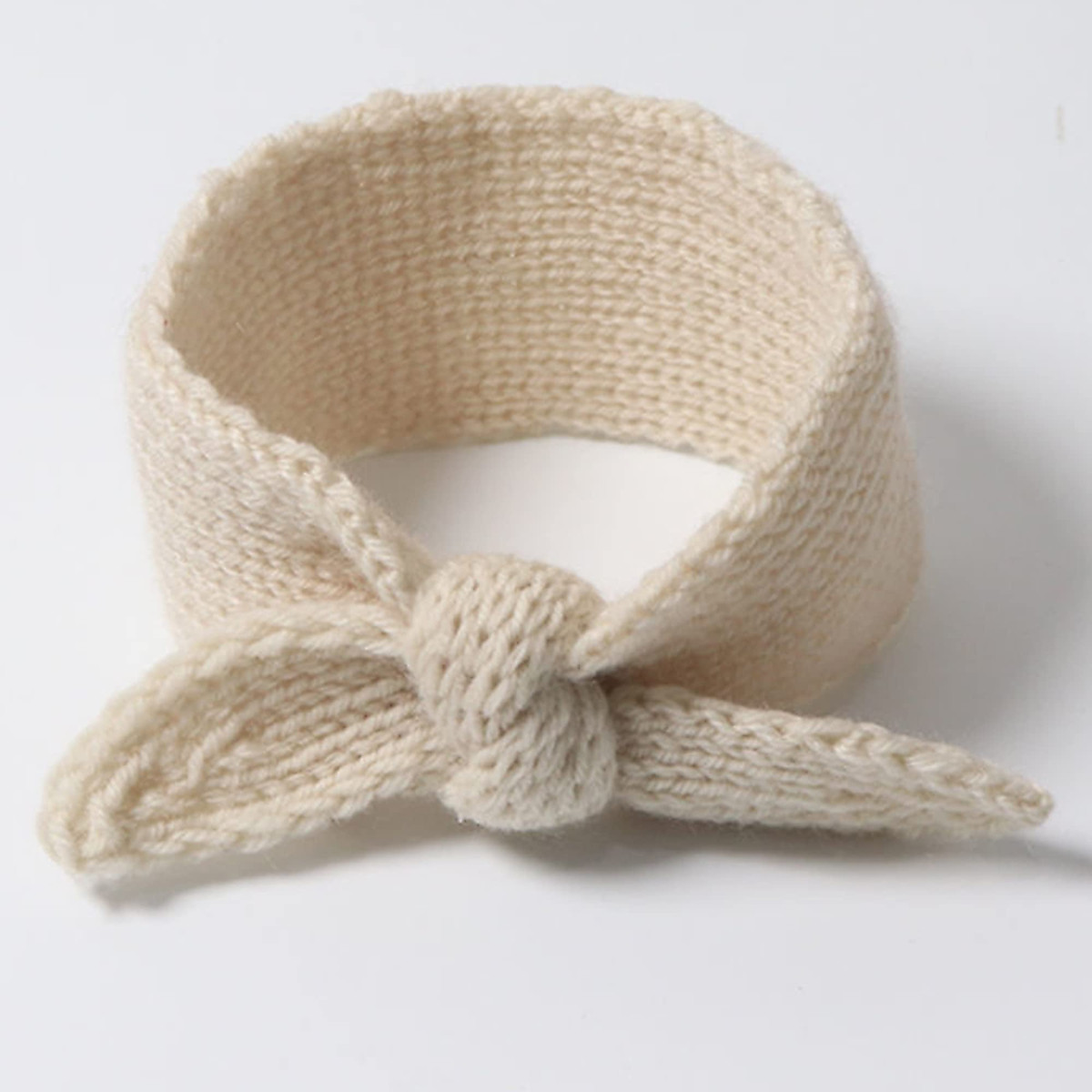 IZUS Turban Headband Baby Girl - Warm Rabbit Knot Hair Band, Knit Head Wrap for Newborn, Toddler and Children (Red + Beige)