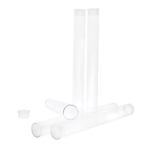 The Beadsmith Clear Plastic Tubes - 5-Inch-Long Round Tubes, 9/16 Inches in Diameter - Flat Caps - Use for Beads, Bath Salts, Wedding & Party Favors, Home or Office Storage - Bag of 100