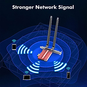 Blueshadow WiFi 6 Card Bluetooth 5.0 with Heat Sink, PCIe Network Card AX 3000Mbps AX200 802.11AX 2.4Ghz/5.8Ghz Wireless PCI Express Wi-Fi Adapters Dual Band Antenna for Windows 10 64-bit